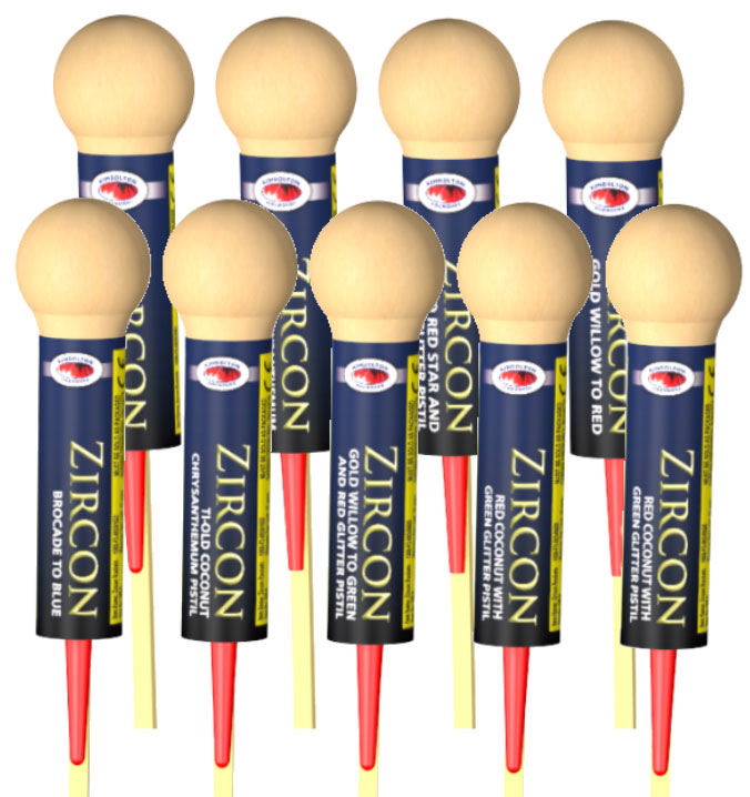 Kimbolton Fireworks Zircon – 9 Ball Head Rockets | Astounded Fireworks